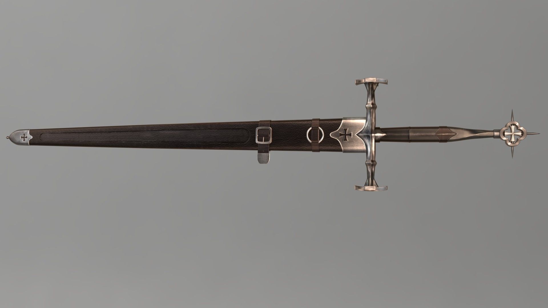 3D model Sword Maltese Cross Medieval Two Handed With Sheath VR / AR ...
