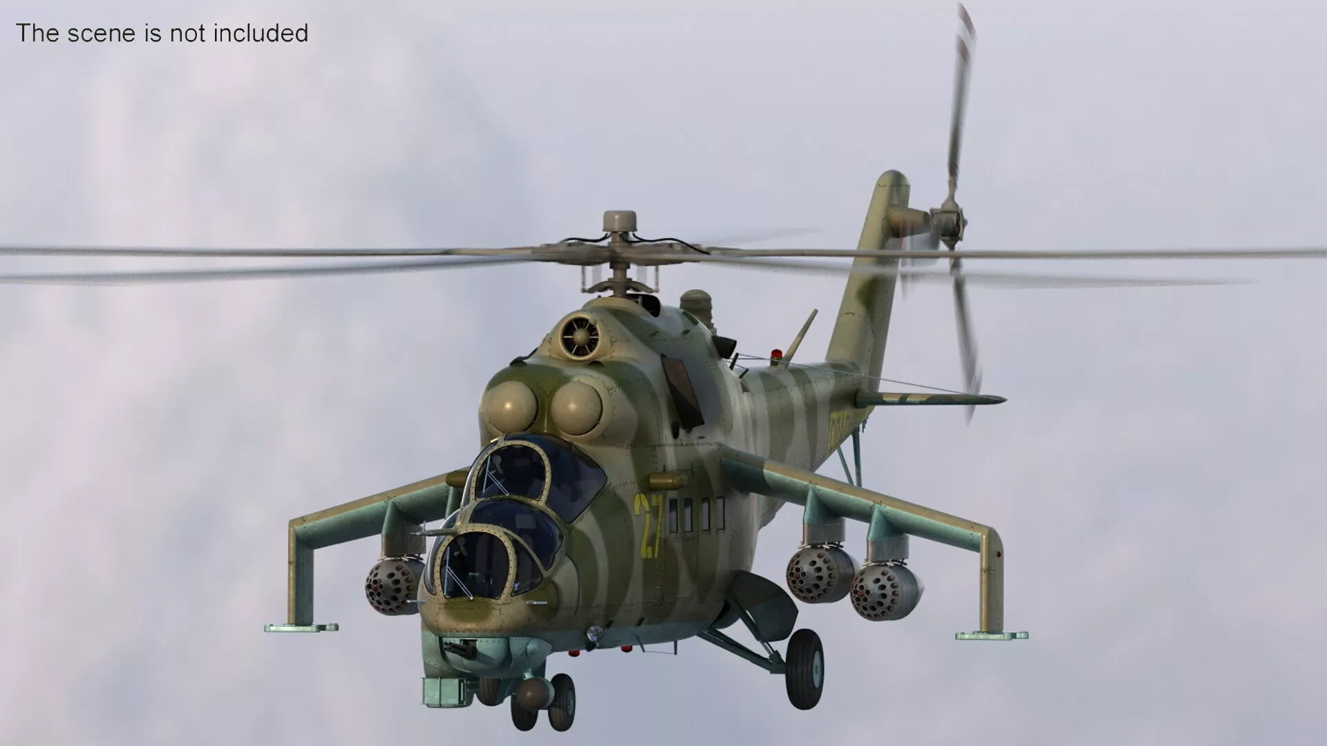 Mil Mi-24B Hind Attack Helicopter Rigged for Maya 3D model rigged ...