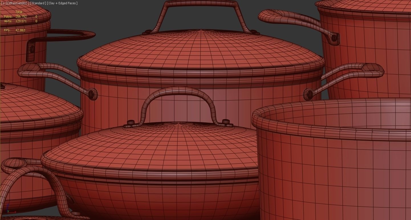 Copper Cookware 3D model | CGTrader
