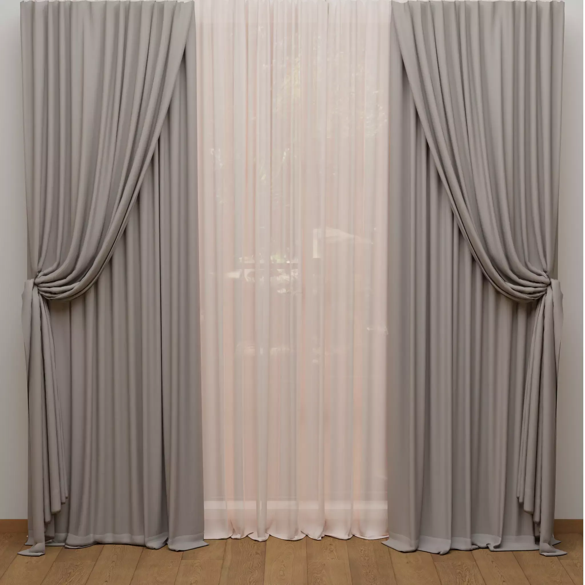 Silver Mist Layered Curtains free 3D model | CGTrader