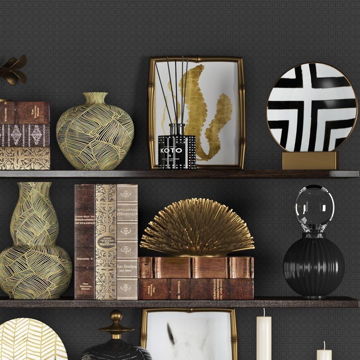 Decoration set 5 living room shelf 3D model | CGTrader