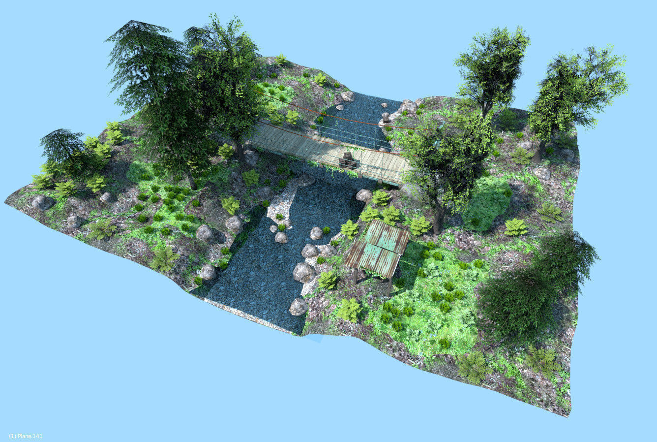 3D model low poly bridge scene VR / AR / low-poly | CGTrader