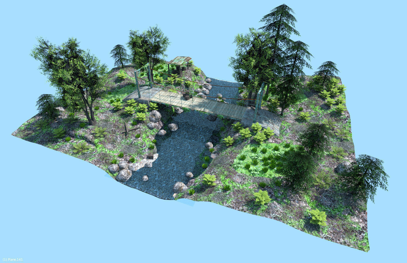 3D model low poly bridge scene VR / AR / low-poly | CGTrader