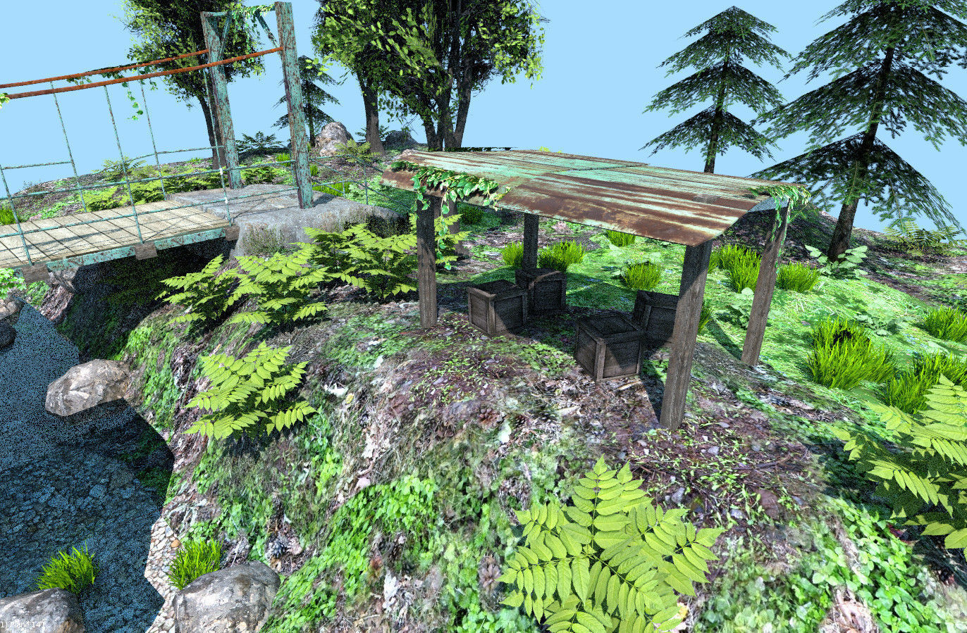 3D model low poly bridge scene VR / AR / low-poly | CGTrader