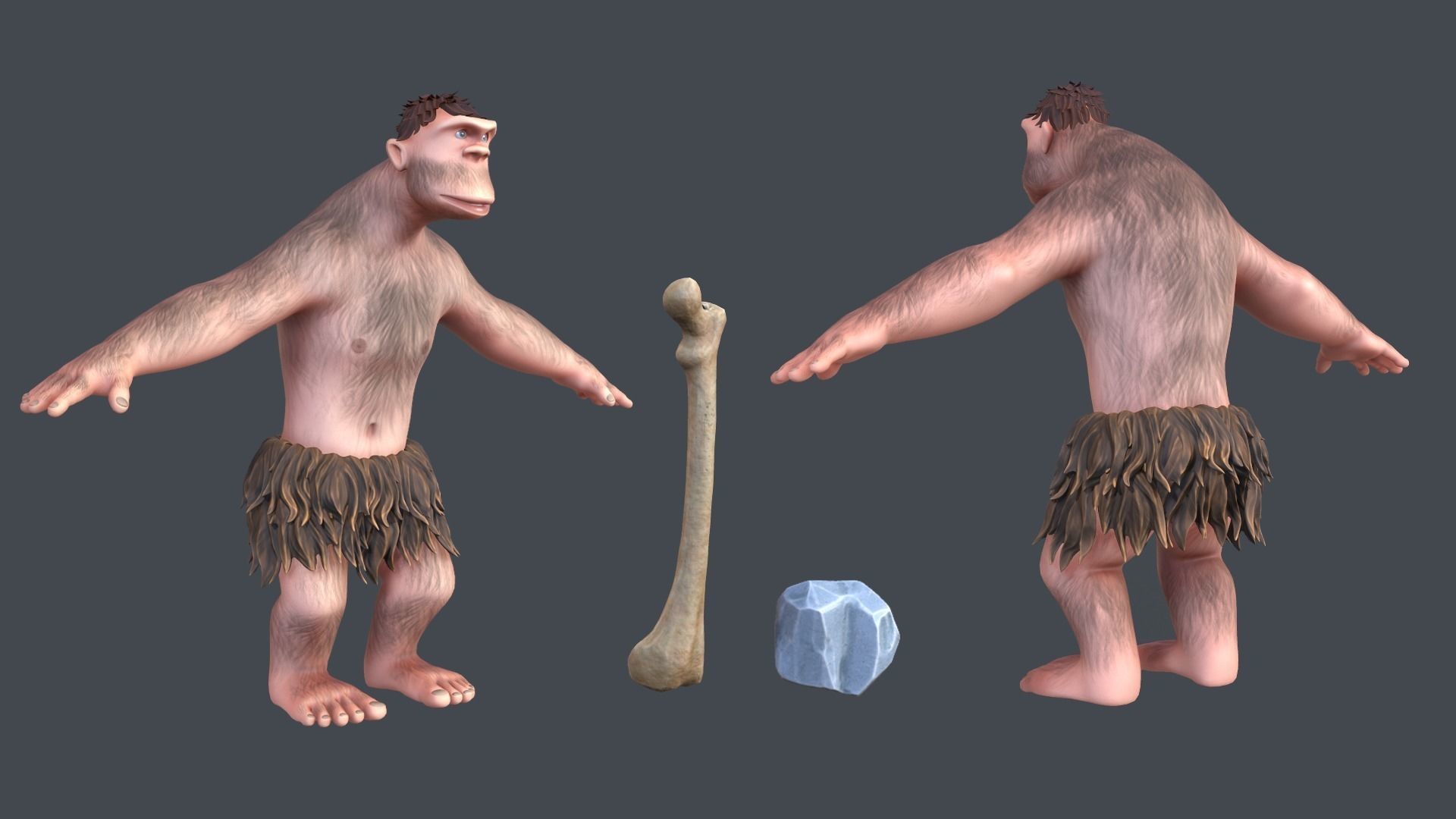 3D model Cartoon Neanderthal Character Collection VR / AR / low-poly ...