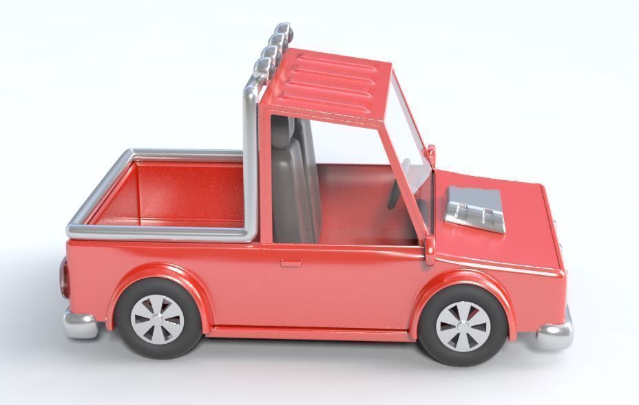 cartoon pick-up truck 3D model | CGTrader