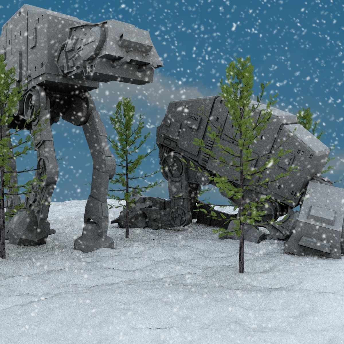3D model AT-AT Model walker in snow VR / AR / low-poly rigged | CGTrader