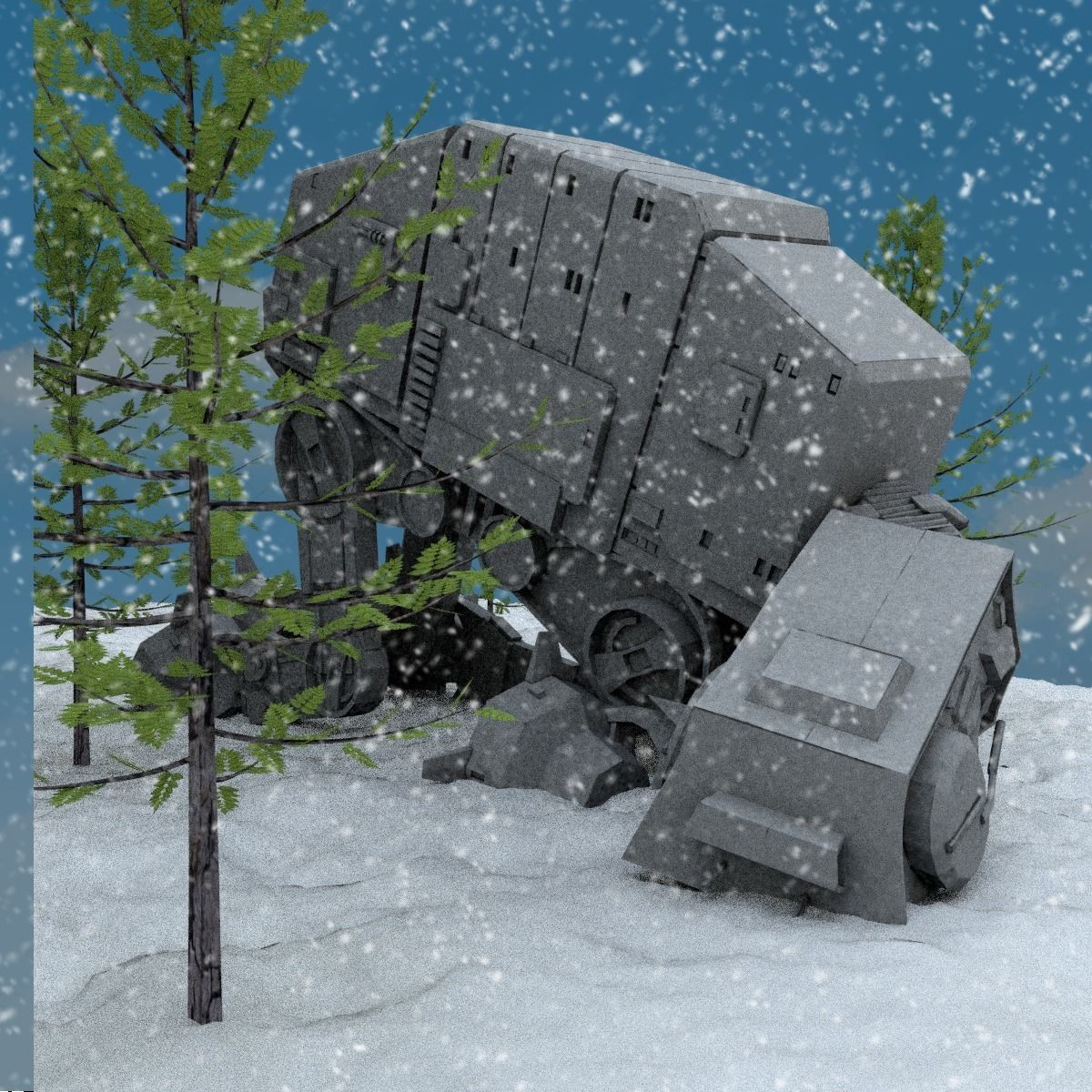 3D model AT-AT Model walker in snow VR / AR / low-poly rigged | CGTrader
