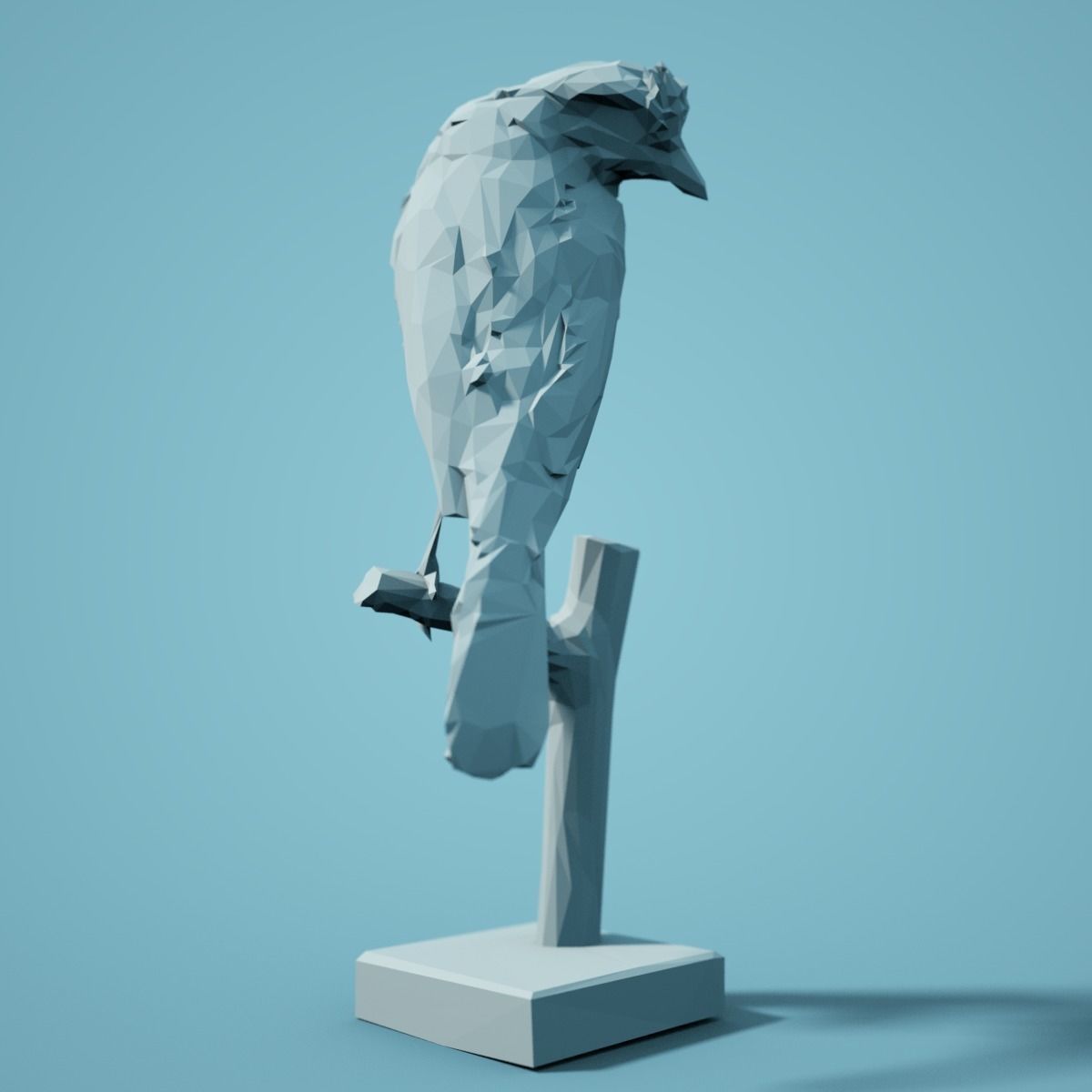 Low Poly Bird Model perched on branch 3D model 3D printable | CGTrader