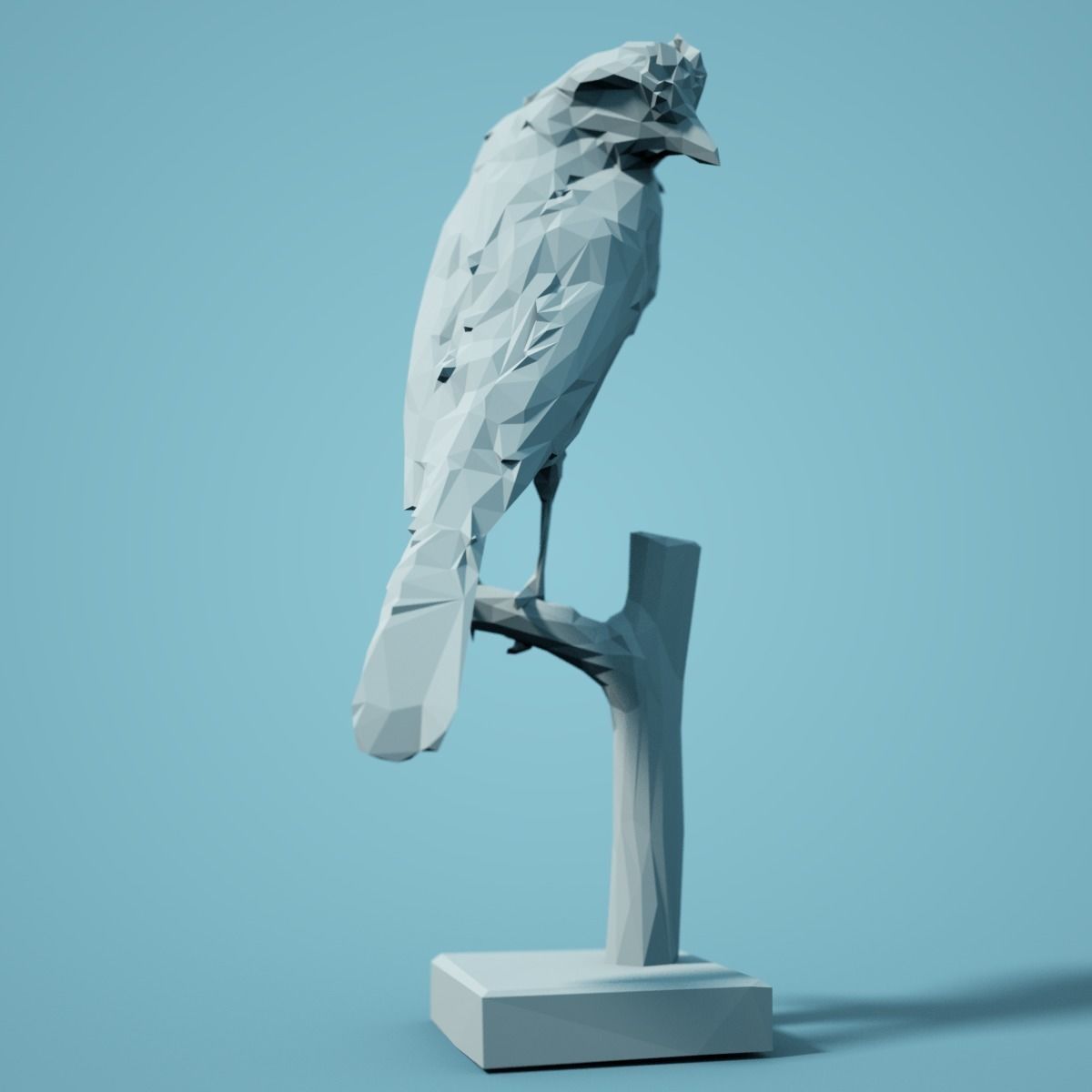 Low Poly Bird Model perched on branch 3D model 3D printable | CGTrader