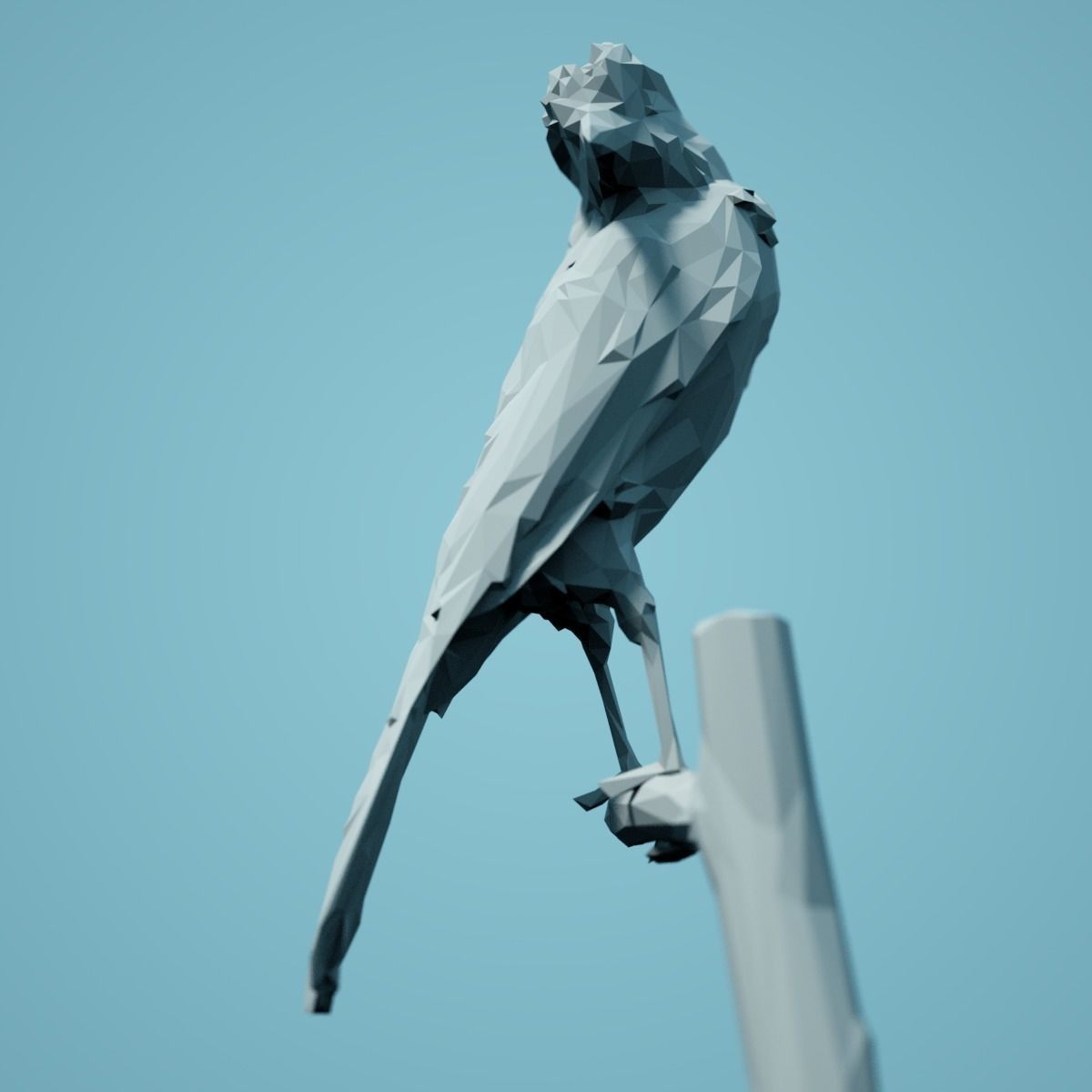 Low Poly Bird Model perched on branch 3D model 3D printable | CGTrader
