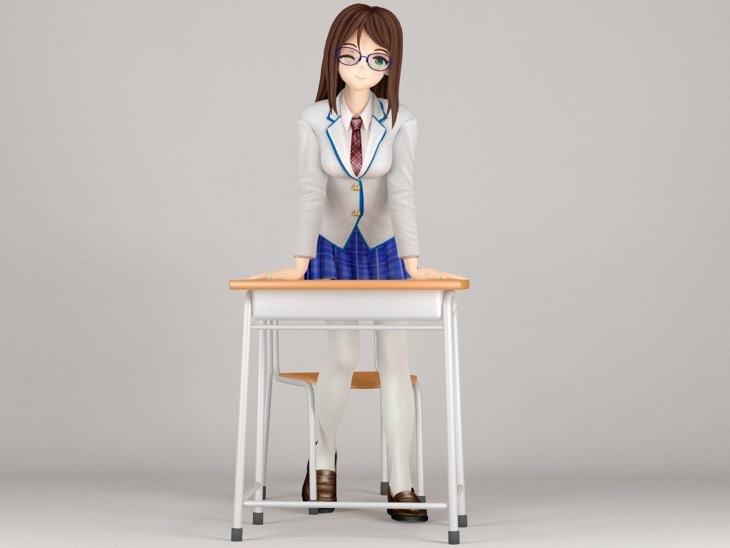 Rena anime girl pose 2 3D model | CGTrader