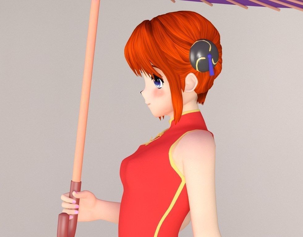Kagura anime girl pose 1 3D model | CGTrader
