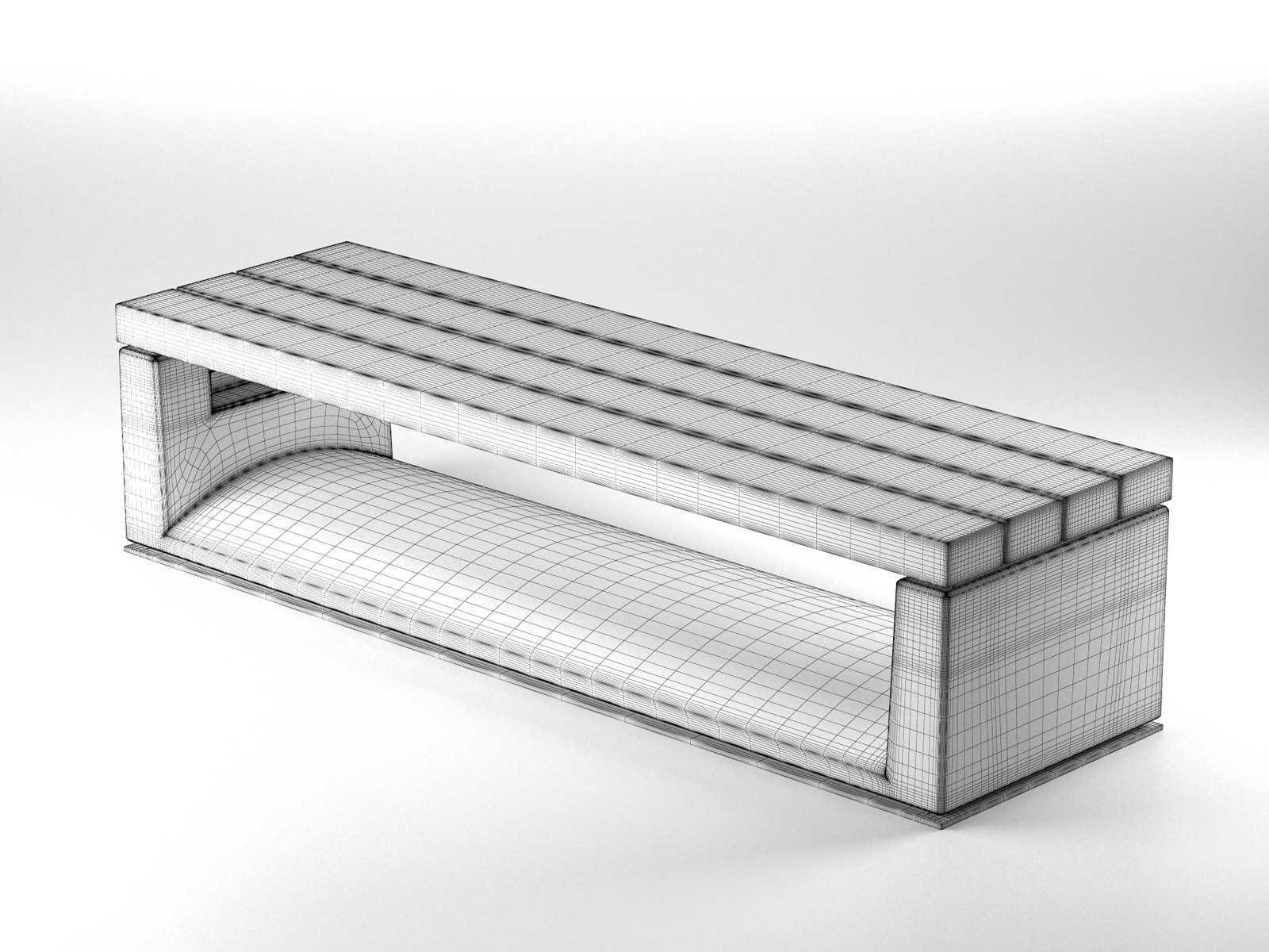 U-Shape Public Bench 3D model | CGTrader