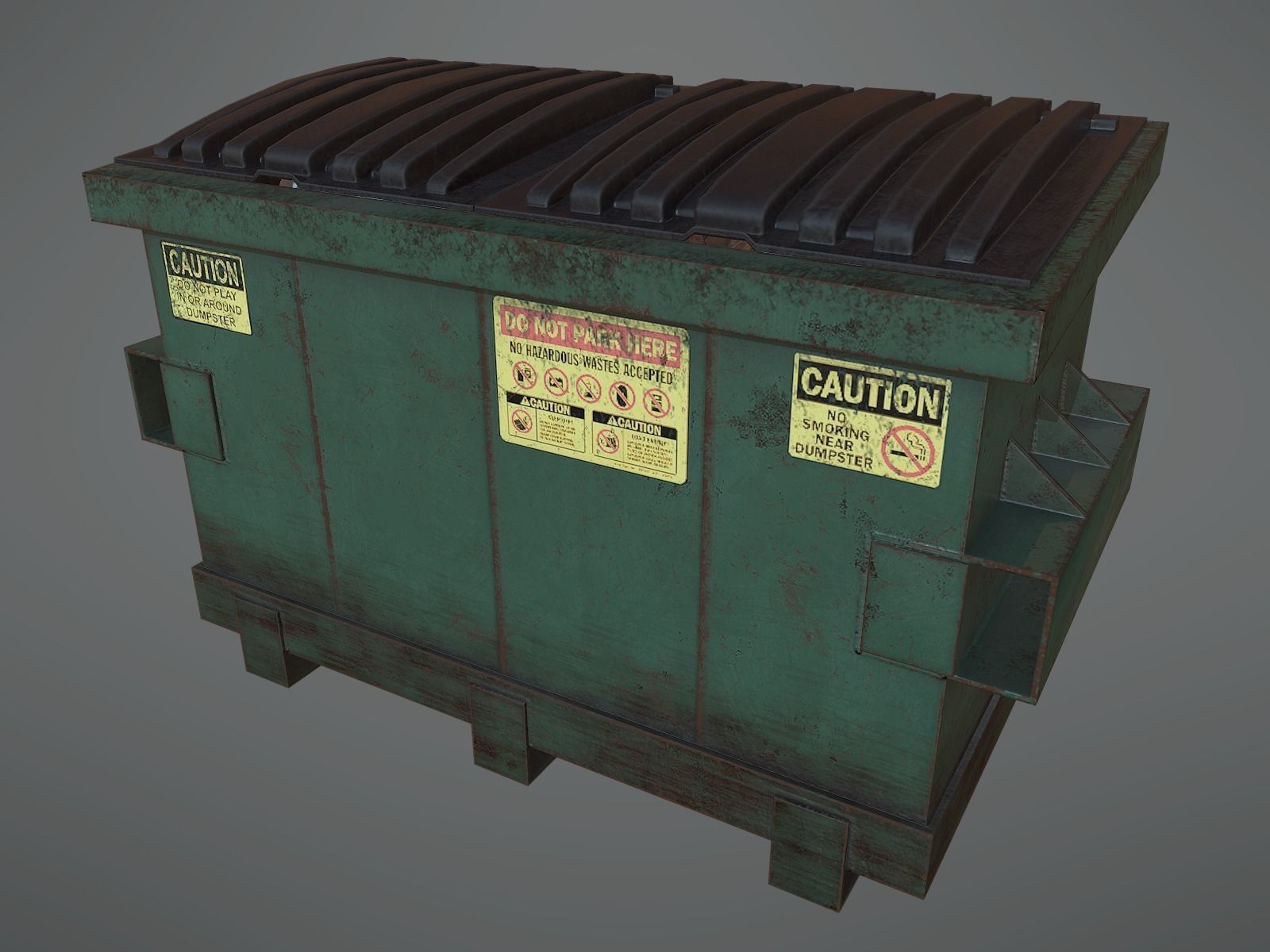 3D model Lowpoly PBR Rusty Dumpster and Trashbag VR / AR / low-poly ...