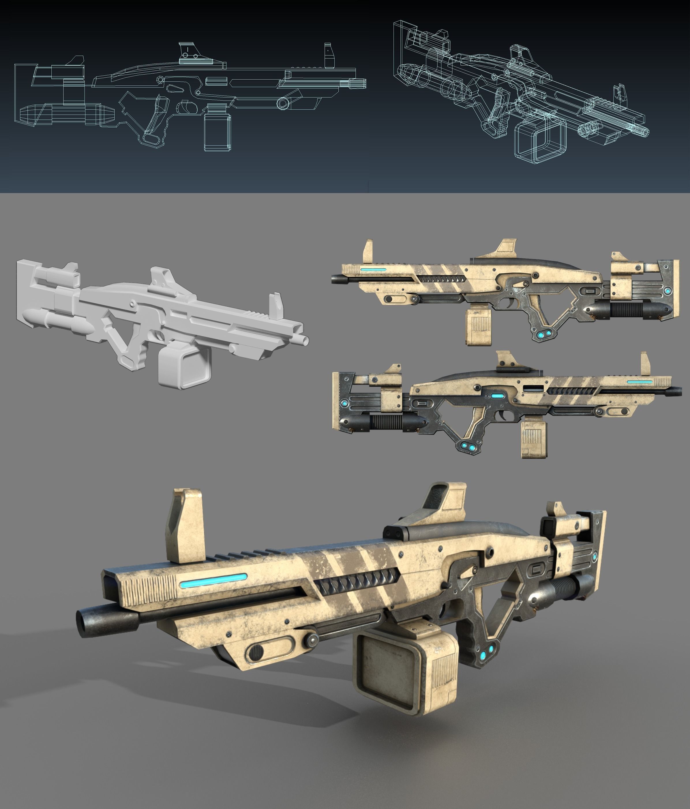 3D model Futuristic Sci-Fi Heavy Assault Rifle VR / AR / low-poly | CGTrader