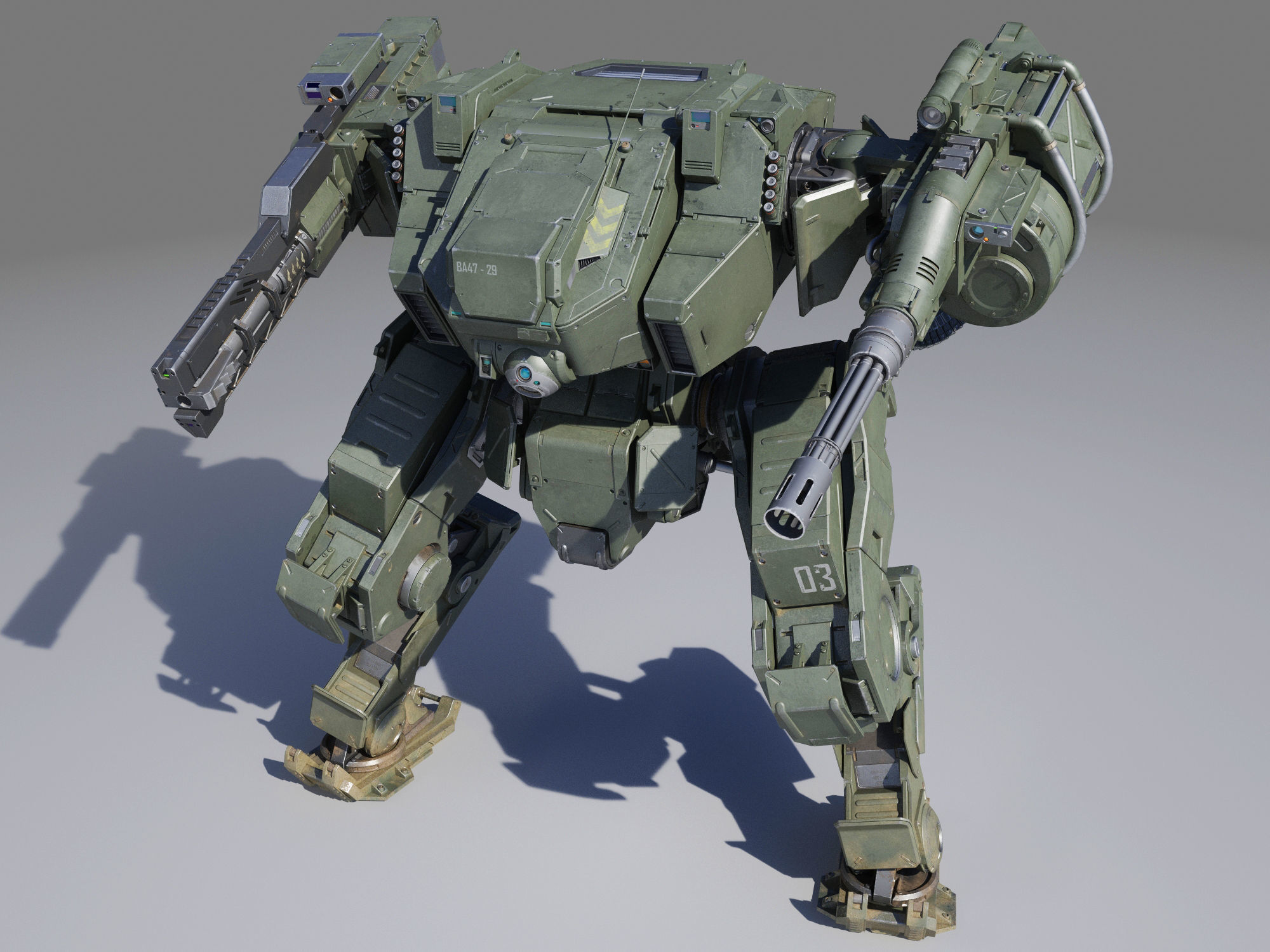 Mech Fighter texture 3D model rigged | CGTrader