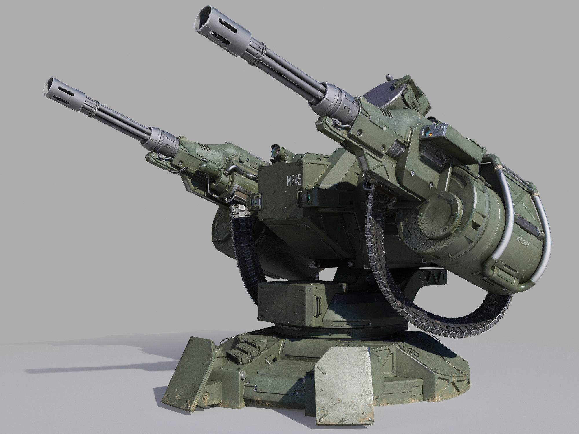 Turret textured 3D model rigged | CGTrader