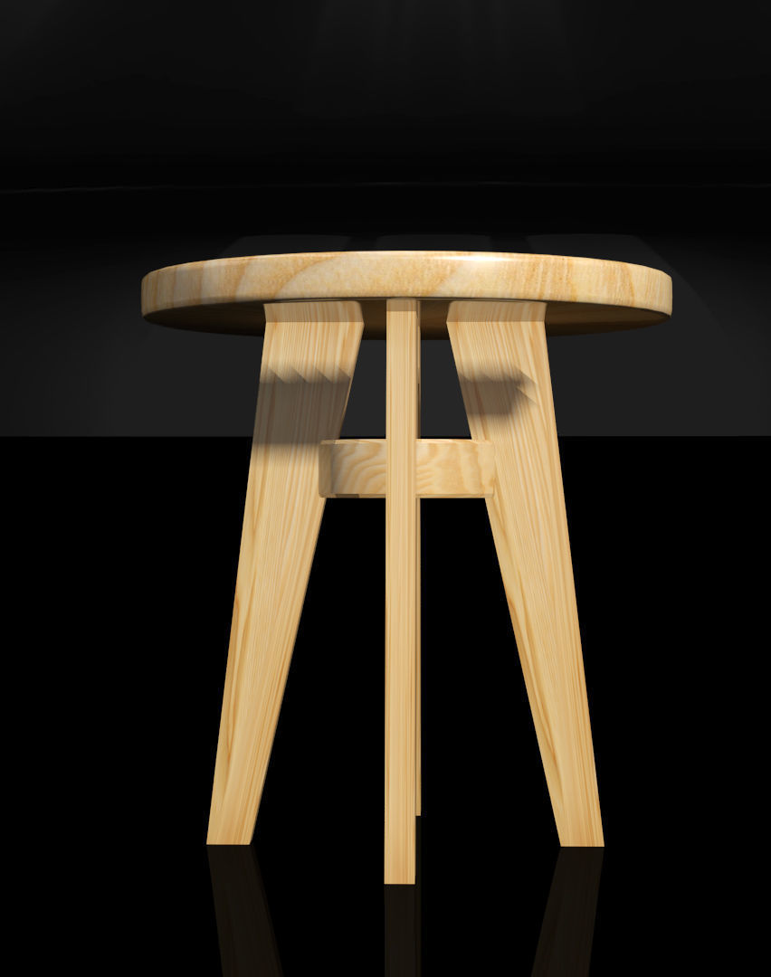 Stool wooden table with circular top 3D model | CGTrader