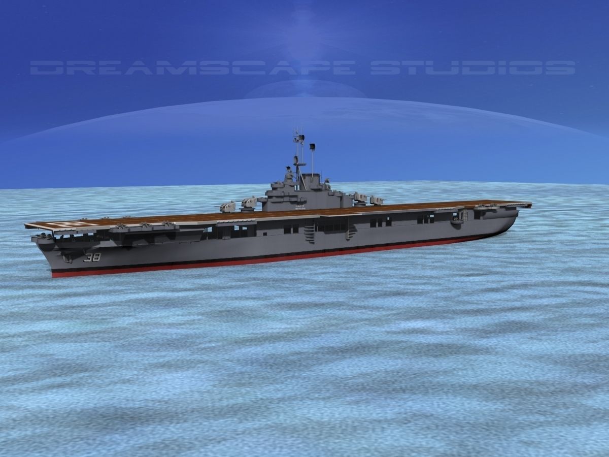 Ticonderoga Carrier CV-38 USS Shangri-La 3D model animated rigged ...