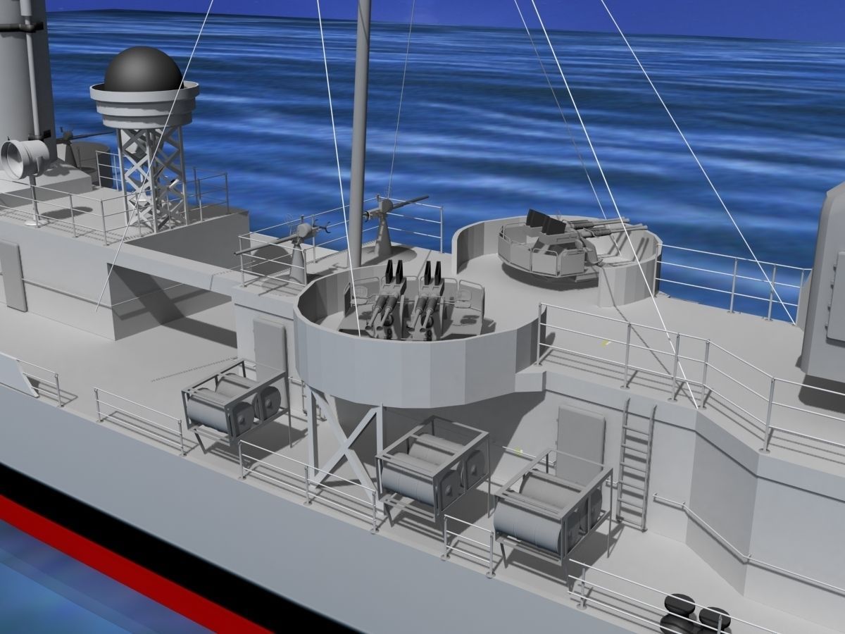 Gleaves Class Destroyer USS Forrest DD461 3D model rigged | CGTrader