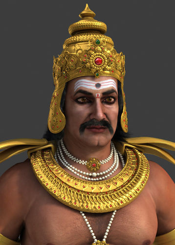 3D model Ravana hindu man in traditional clothing VR / AR / low-poly ...