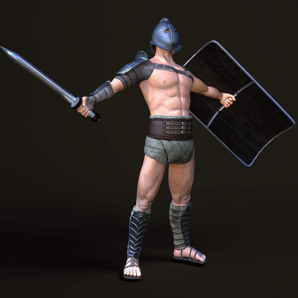 3D model Realistic low-poly model of the ancient Roman gladiator VR ...