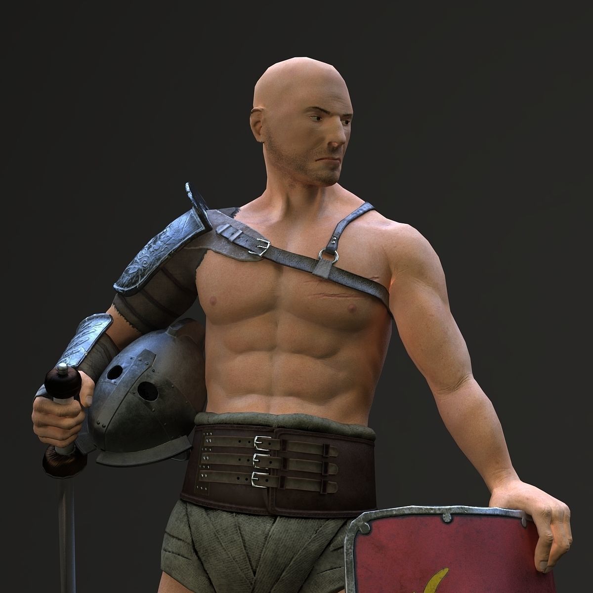 3D model Realistic low-poly model of the ancient Roman gladiator VR ...