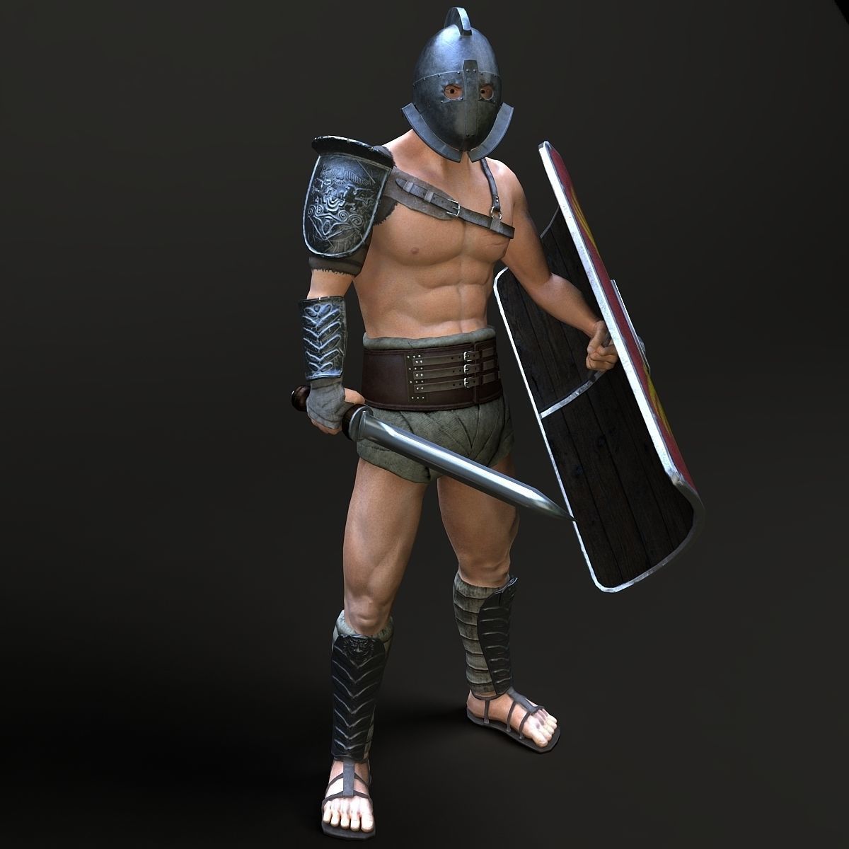 3D model Realistic low-poly model of the ancient Roman gladiator VR ...