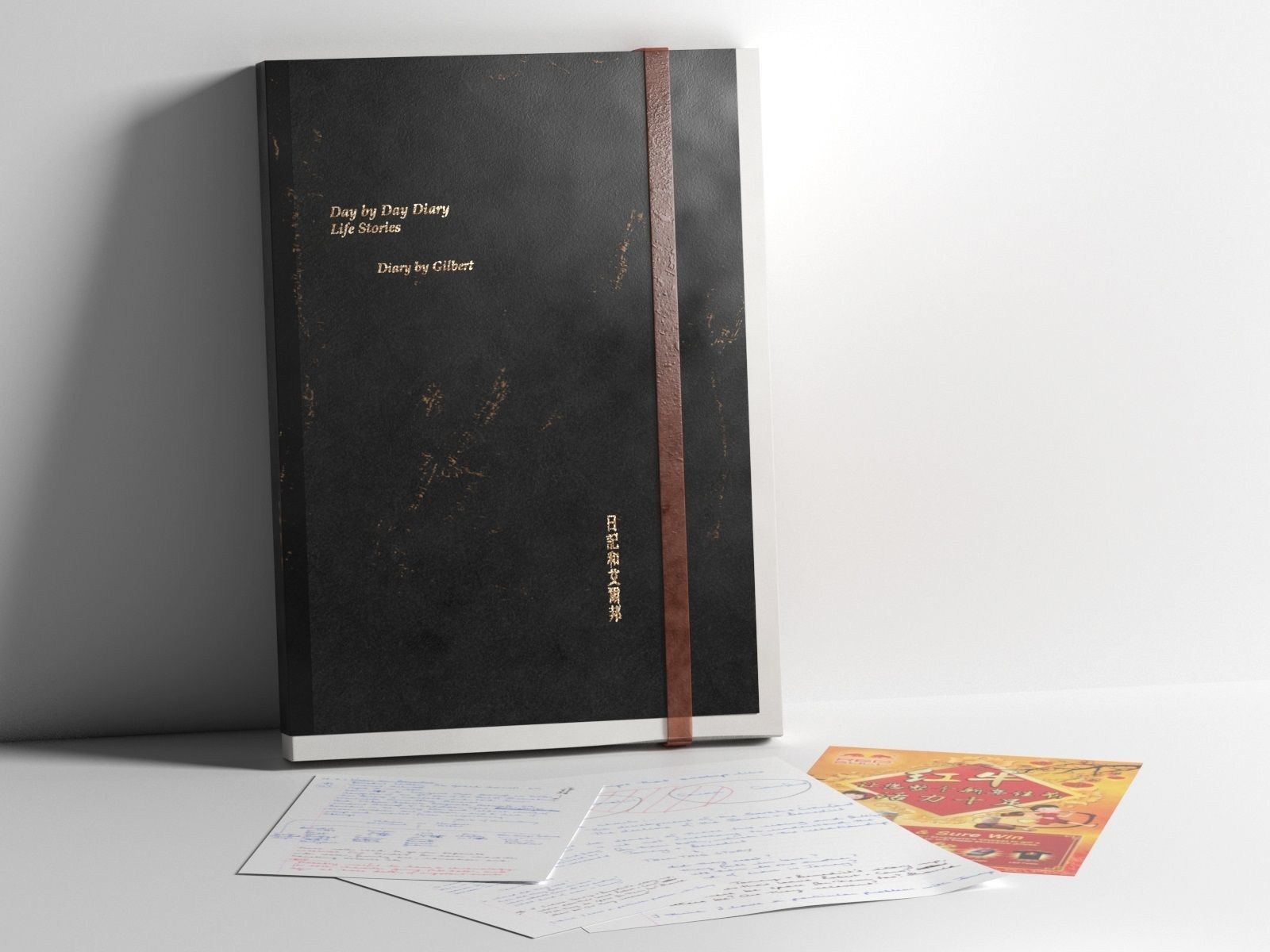 Black Leather Diary 3D model | CGTrader