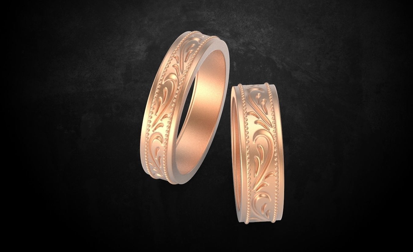Rings pair of gold wedding 3D model 3D printable | CGTrader