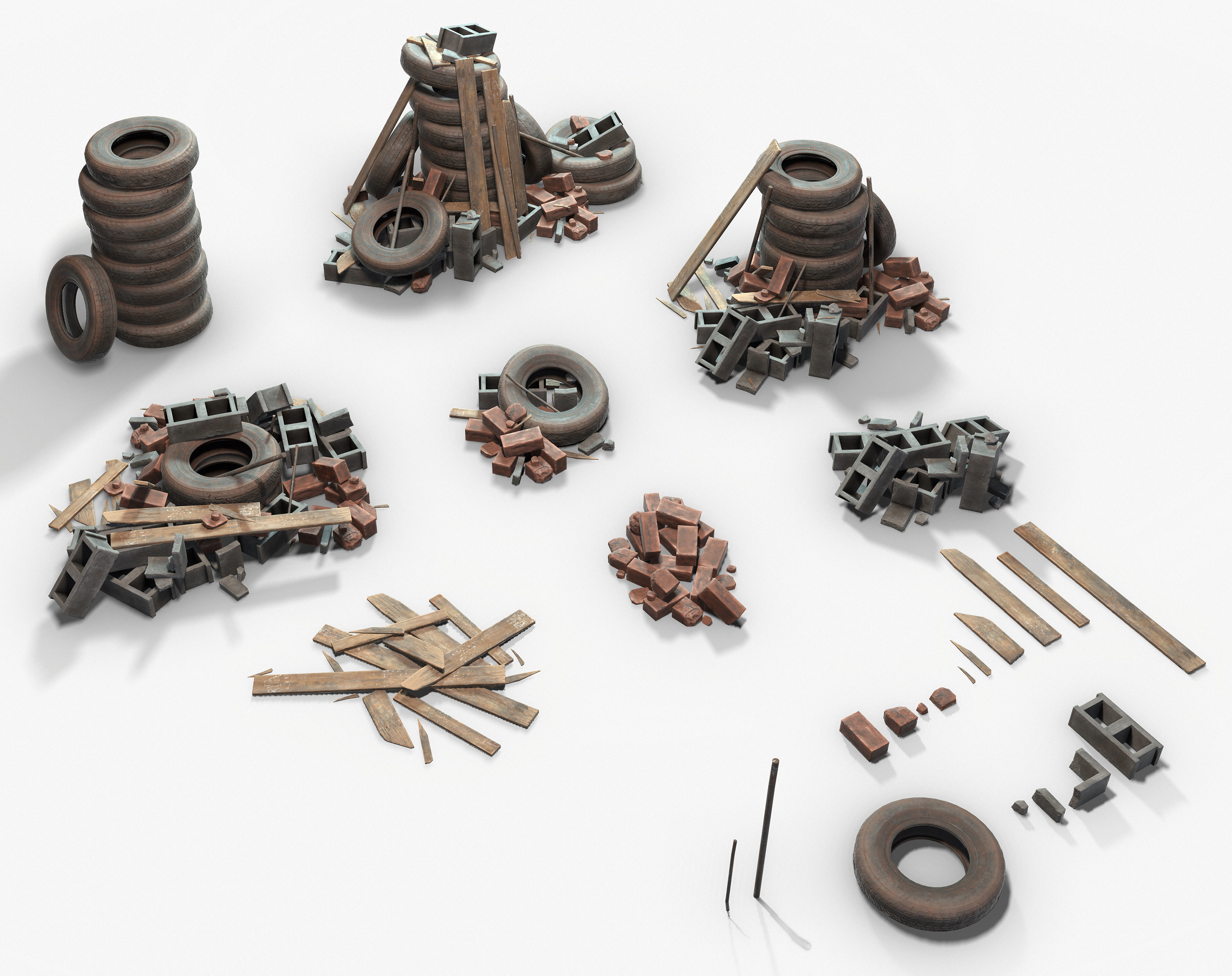 3D model Debris Groundfill Junk Trash Kit Game Ready VR / AR / low-poly | CGTrader