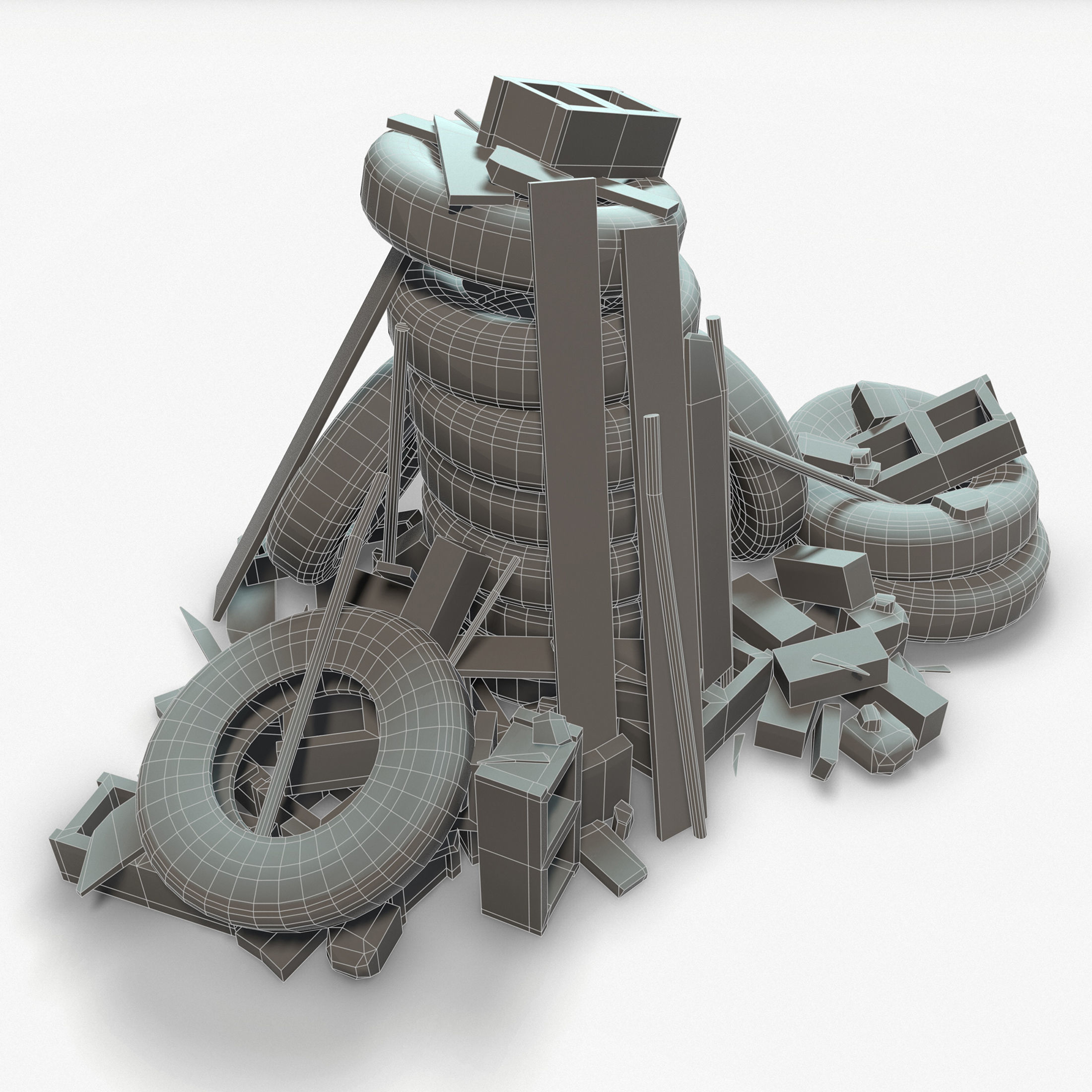 3D model Debris Groundfill Junk Trash Kit Game Ready VR / AR / low-poly ...