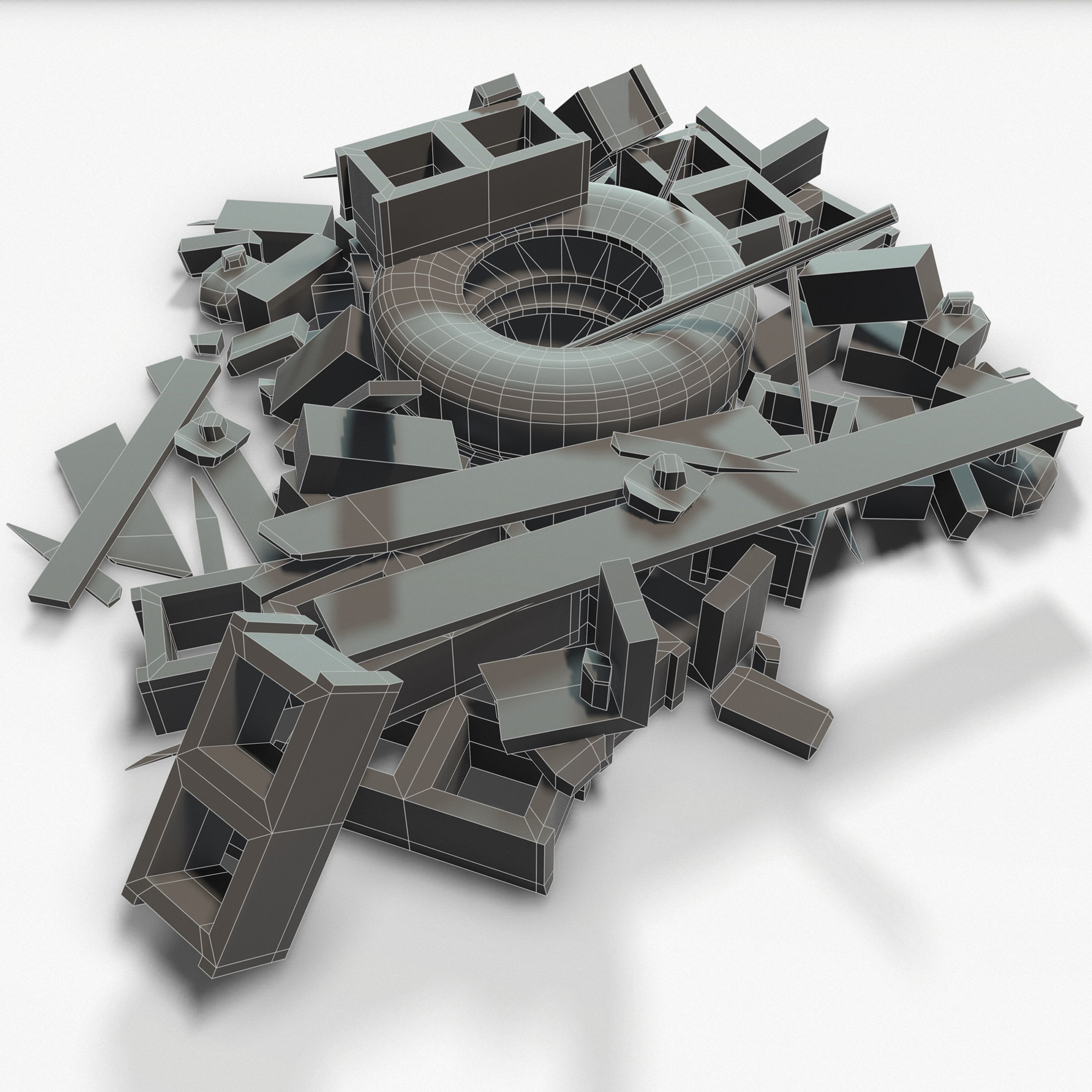 3D model Debris Groundfill Junk Trash Kit Game Ready VR / AR / low-poly ...