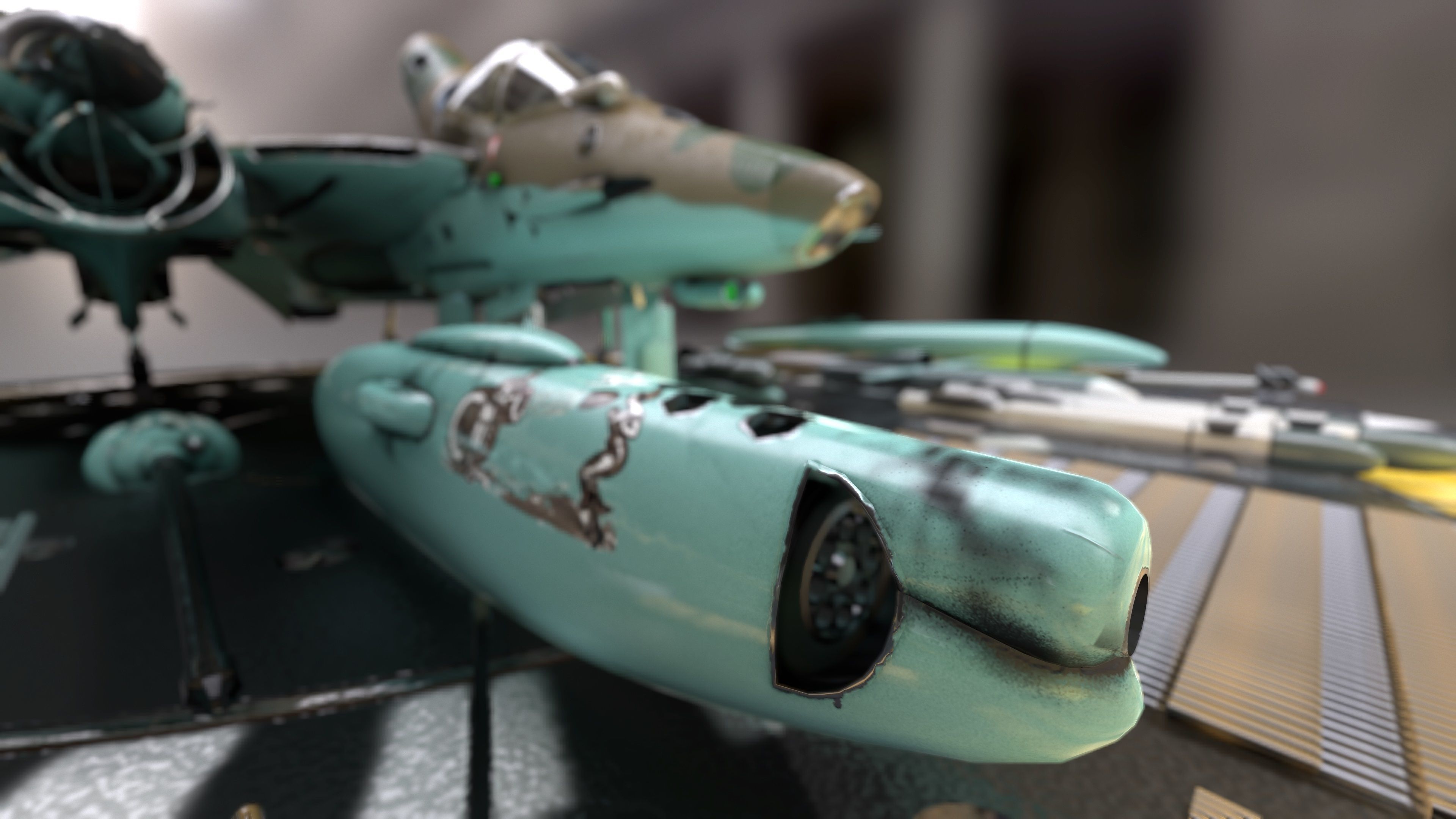 3D model Boomerang ground attack airplane VR / AR / low-poly rigged ...