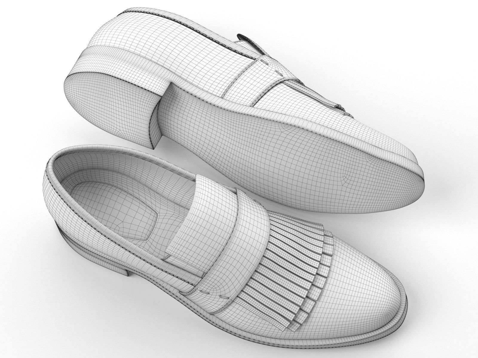 Black Fringed Penny Loafers 3D model | CGTrader