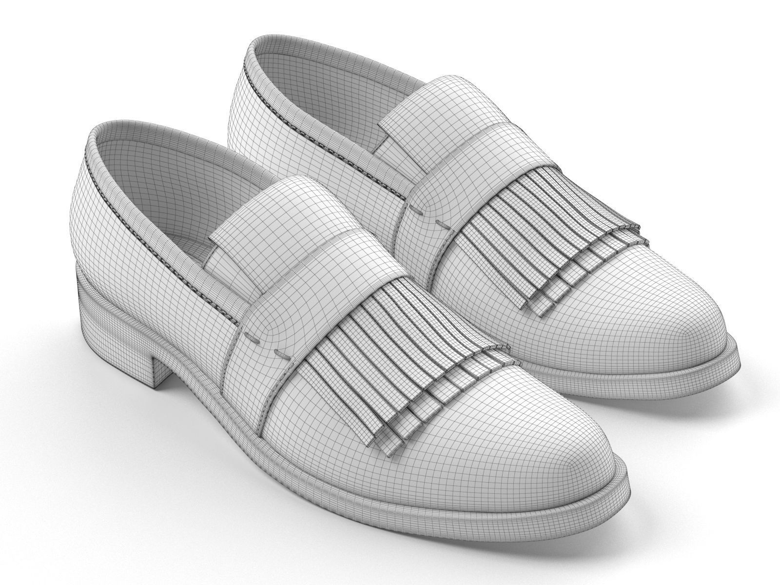 Black Fringed Penny Loafers 3D model | CGTrader