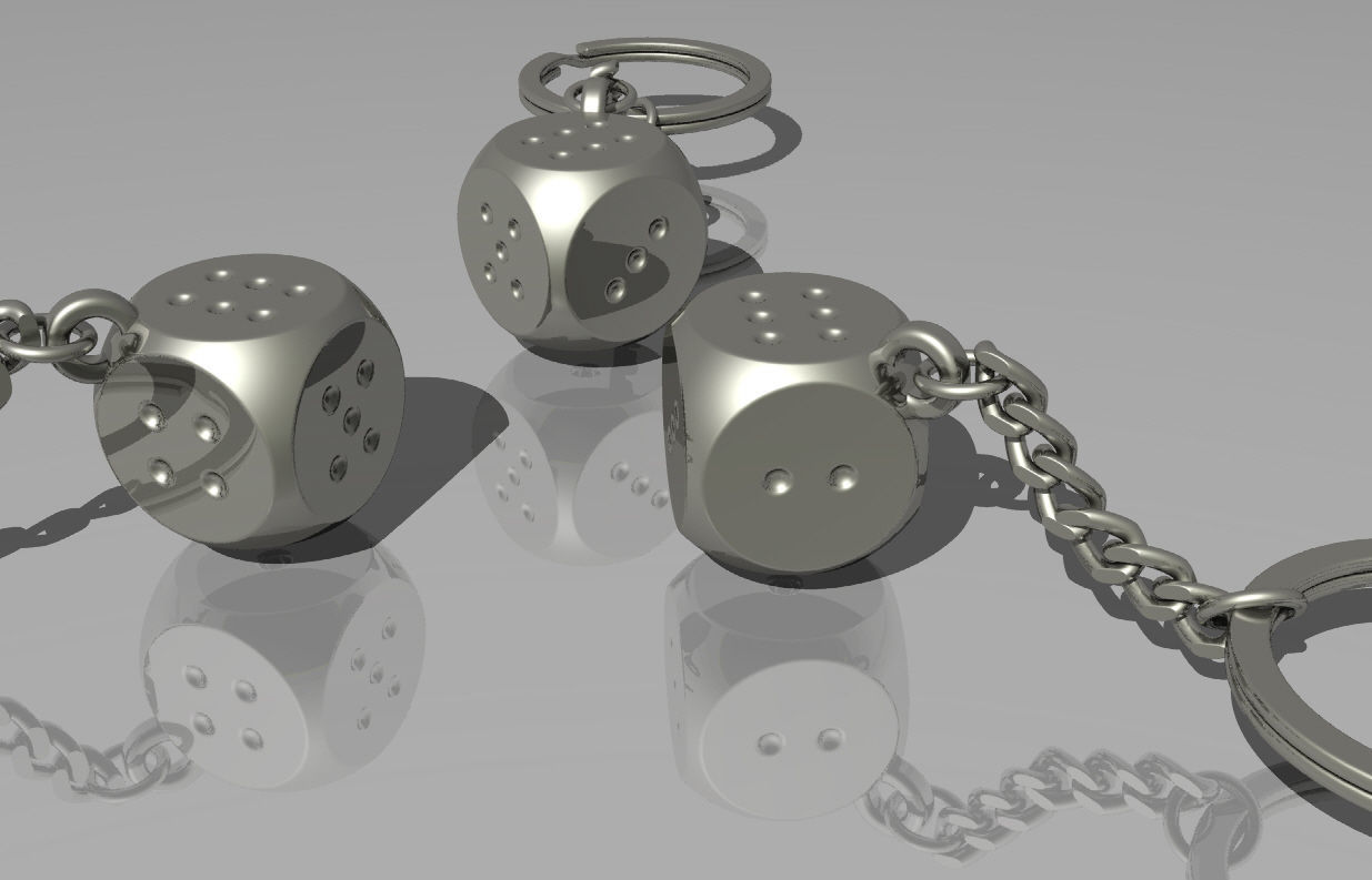 Dice Key Chain Ring 3D model 3D printable | CGTrader