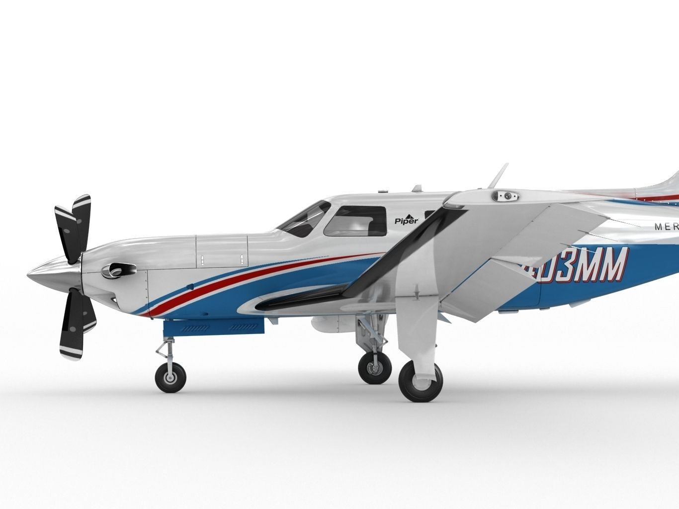 Piper Meridian 3D model rigged | CGTrader