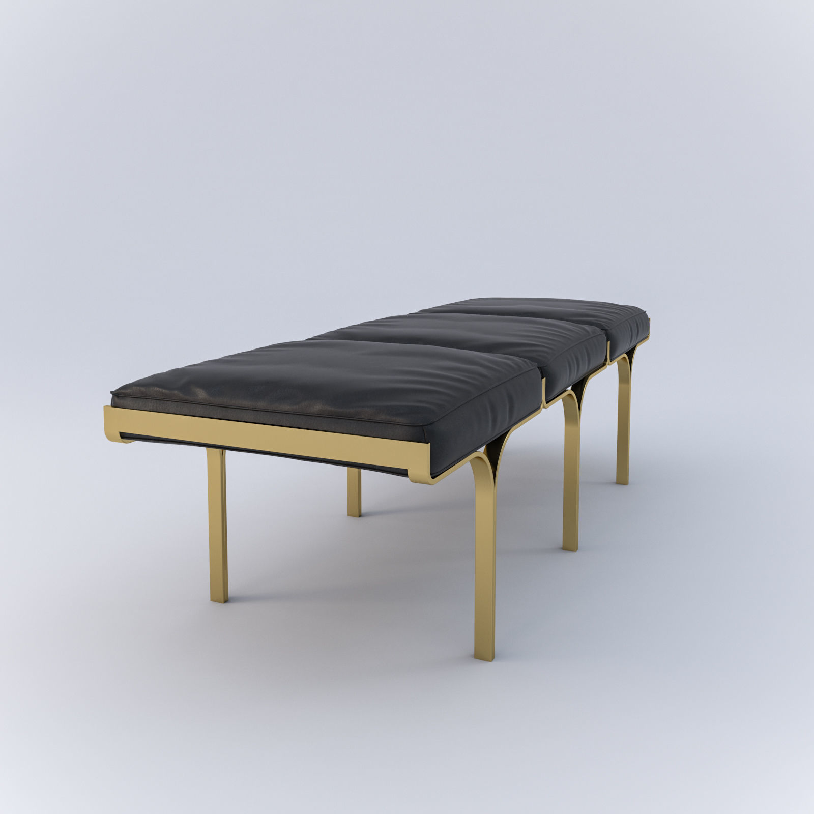 RH 1960S LINK LEATHER BENCH 3D model | CGTrader