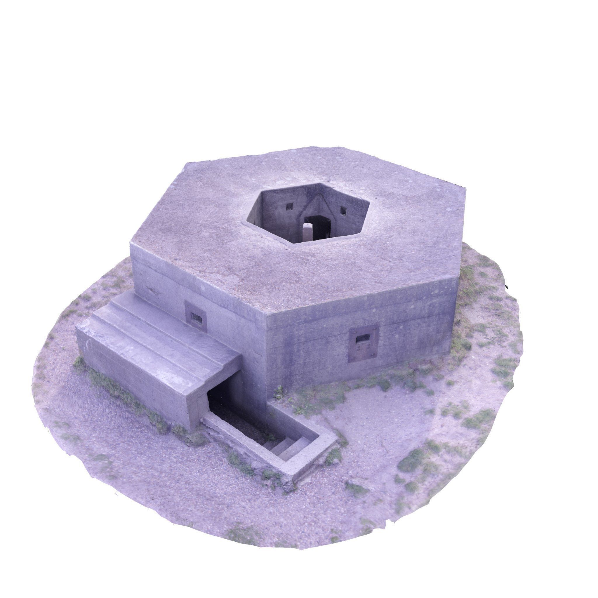 3D model WW2 Pill Box Gun Outpost - High and Low Poly VR / AR / low ...