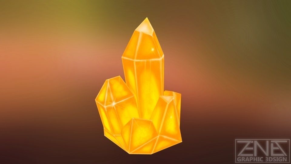3D model Game-Ready Large Yellow-Orange Crystal Cluster VR / AR / low ...