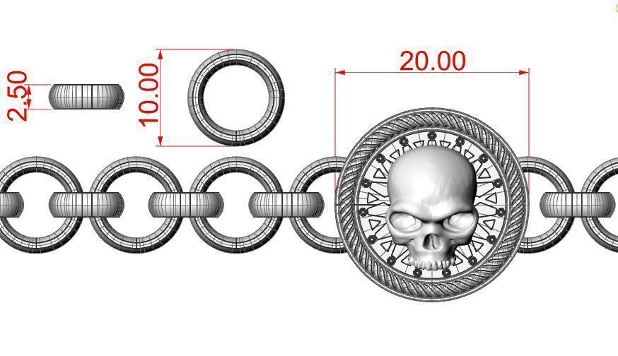 Skull Bracelet 3D model 3D printable | CGTrader
