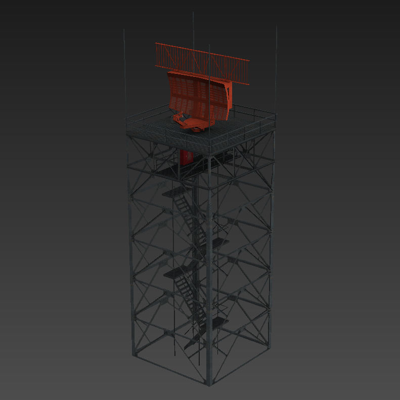 3D model Airfield Radar ASR-9 ASR-11 airport surveillance radar VR / AR ...