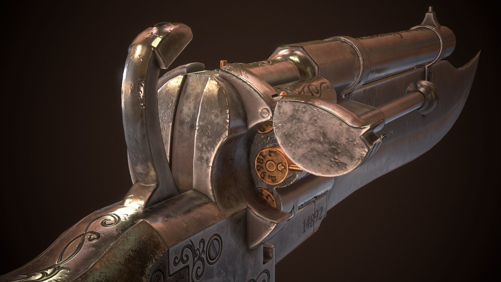 3D model Gunblade Vintage Revolver VR / AR / low-poly | CGTrader