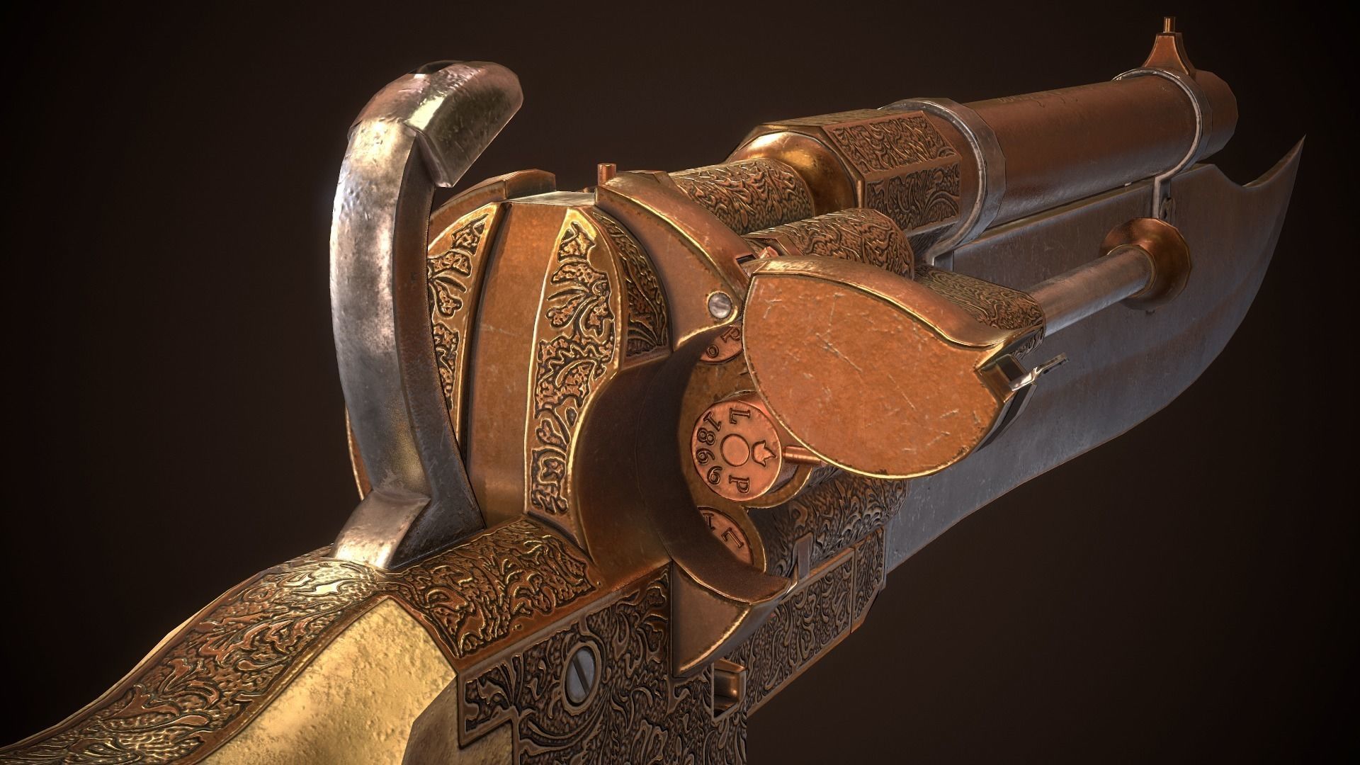 3D model Gunblade Vintage Revolver VR / AR / low-poly | CGTrader