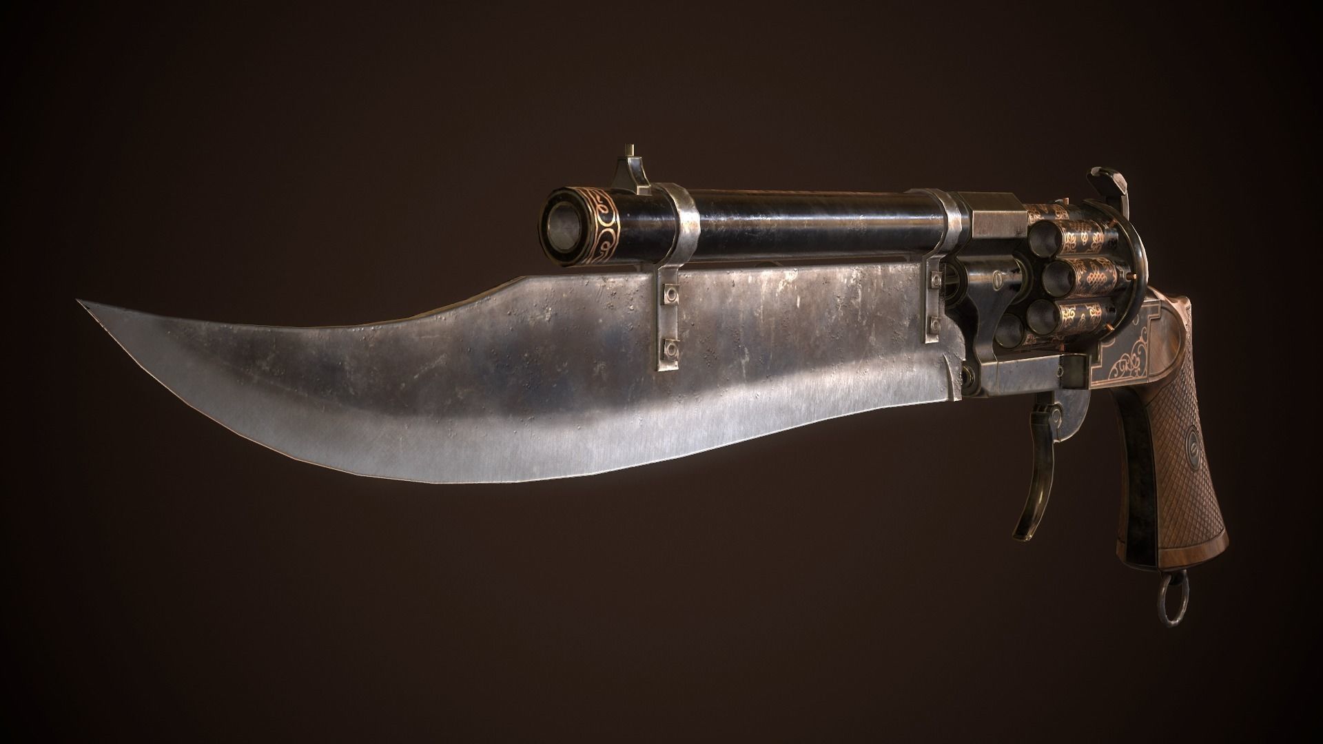 3D model Gunblade Vintage Revolver VR / AR / low-poly | CGTrader