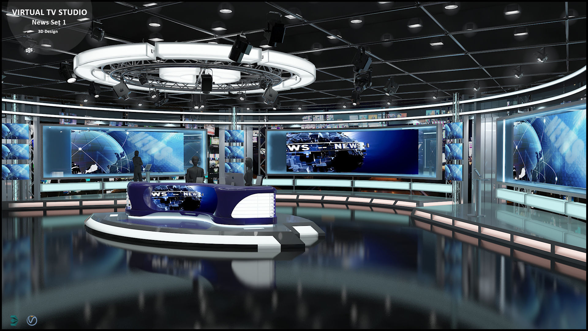 Virtual TV Studio Sets - Collection Vol 7 - 4 PCS DESIGN 3D model ...