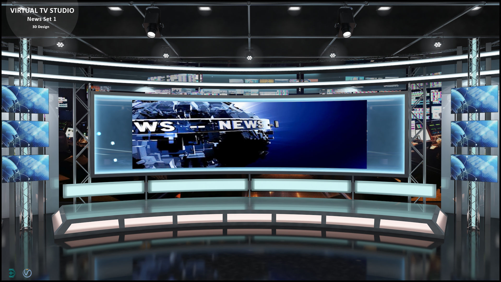 Virtual TV Studio Sets - Collection Vol 7 - 4 PCS DESIGN 3D model ...
