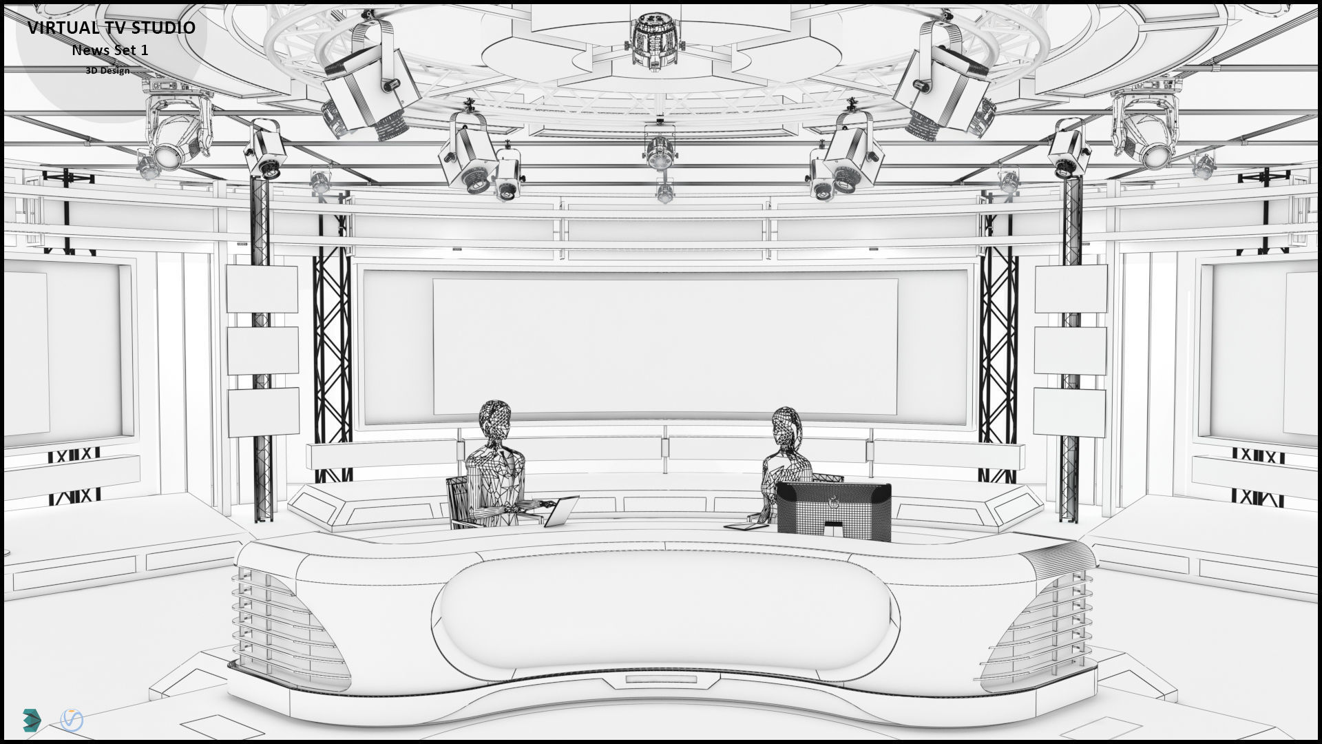 Virtual TV Studio Sets - Collection Vol 7 - 4 PCS DESIGN 3D model ...